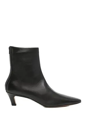 TOTEME Leather Heel Ankle Boots - Black