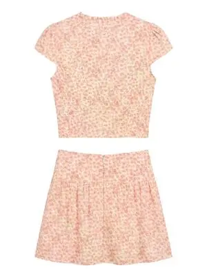 REFORMATION Dorothea Floral Print Skirt And Blouse Set - Neutrals
