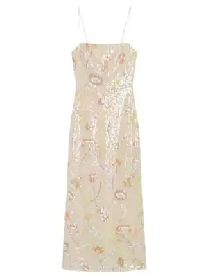 REFORMATION Frankie Sequin-embellished Floral-embroidered Maxi Dress - Neutrals