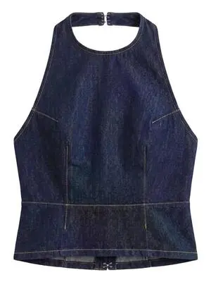 REFORMATION Alexie Denim Halter Top - Blue