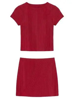 REFORMATION Layla Ribbed-knit Two-piece Set - Red