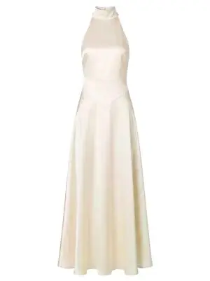 REFORMATION Silk Satin Halterneck Maxi Dress - Neutrals