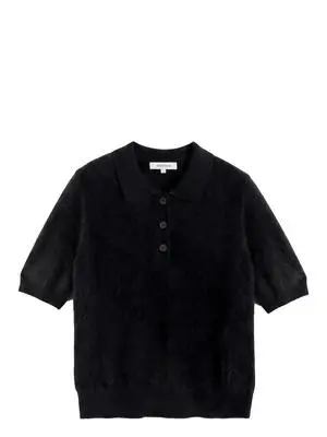 Chinti & Parker Short-sleeve Cashmere Polo Top - Black