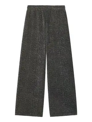 TOUT A COUP Tout À Coup Leopard Print Wide Leg Track Pants - Grey