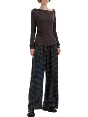 B+AB Drawstring Gingham Check Trousers - Blue
