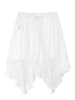 MINI CREAM Star-print Handkerchief Hem Skirt - White