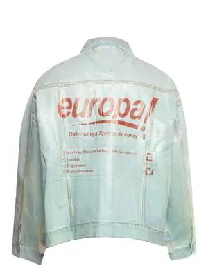 BALENCIAGA Balenciaga Oversized Denim Jacket With Europa! Logo Print