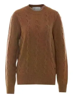 AMI Paris Cable-knit De Coeur Sweater - Brown