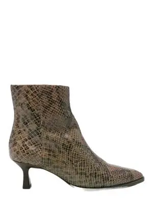 Unisa Snake-effect Leather Ankle Boots - Brown