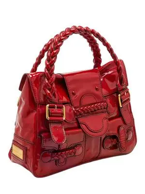 VALENTINO Valentino Garavani Histoire Braided Patent Leather Shoulder Bag