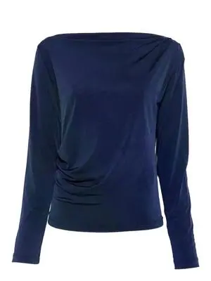 HOMAGE Long-sleeve Ruched Top - Blue