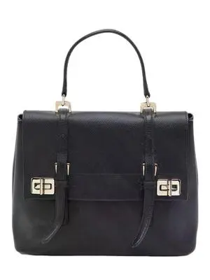 Prada Prada Saffiano Turn-Lock Tote Bag Black