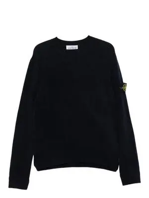 Stone Island Logo Patch Crew Neck Sweater - Blue