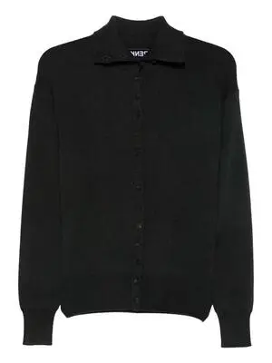 FRENKEN Button-down Polo Cardigan - Black