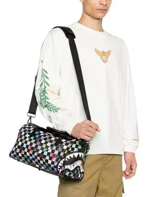 SPRAYGROUND Mini Shark Mouth Checkered Duffle Bag - Black