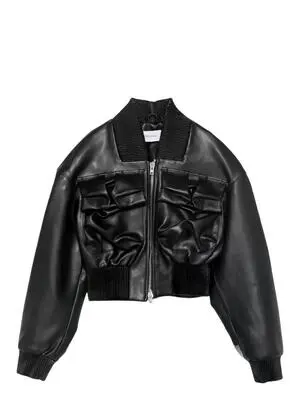 Viktor & Rolf Cropped Pleated-pocket Bomber Jacket - Black