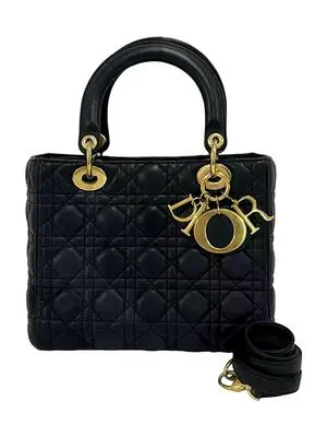 Dior Lambskin Cannage Lady Satchel - Black