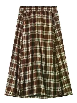 CHOCOOLATE Check A-line Skirt - Brown