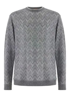 Missoni Long-sleeve Zig Zag Cashmere Sweater - Grey