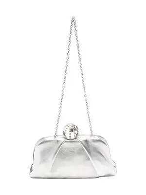 AQUAZZURA Mini Tequila Clutch Bag With Crystal-embellished Clasp - Silver