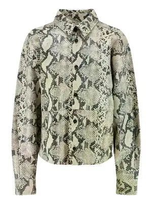 ALYSI Snakeskin-effect Button-down Shirt - Neutrals