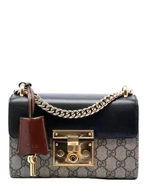 Gucci Gg Supreme Padlock Crossbody Bag - Black