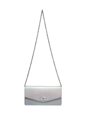 Mulberry Darley Clutch Bag With Chain Strap - Silver