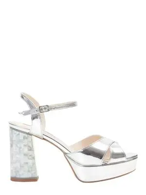 FREYA ROSE Nova Ankle Strap Heeled Sandals - Silver
