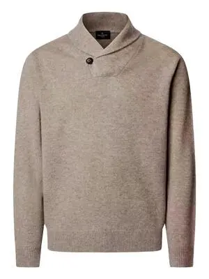 HACKETT LONDON Shawl Collar Button Detail Sweater - Neutrals