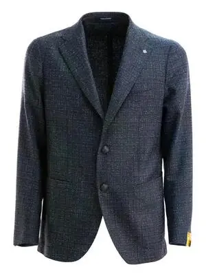 Tagliatore Textured Single-breasted Blazer - Blue