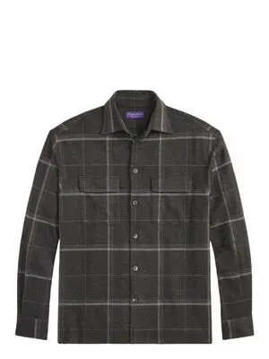 Ralph Lauren Purple Label Check-pattern Flap-pocket Shirt - Grey