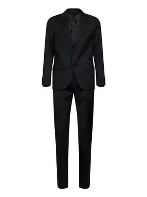 LARDINI Peak-lapel Virgin-wool Suit - Black