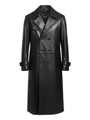 JOHN RICHMOND John Richmond Double-Breasted Leather Trench Coat