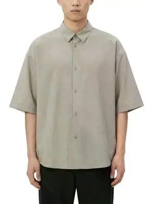 Fear Of God Silk-blend 3/4 Sleeve Button-up Shirt - Grey