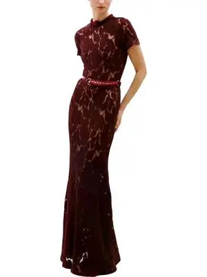 Silvia Tcherassi Rochelle Lace Maxi Dress - Red