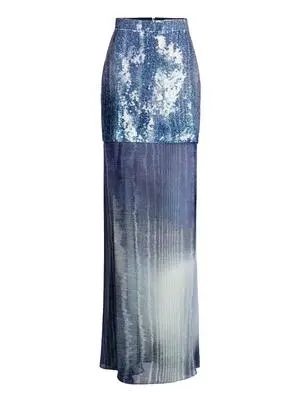 Silvia Tcherassi Amalia Sequin-embellished Moiré Maxi Skirt - Blue