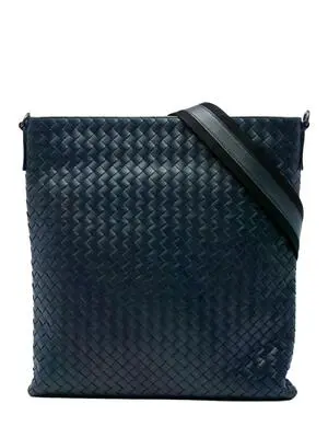 Bottega Veneta Woven Nappa Leather Cross Body Bag - Blue