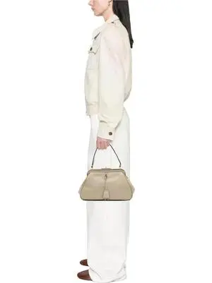 Prada Goatskin Madras Cerniera Frame Handbag - Neutrals