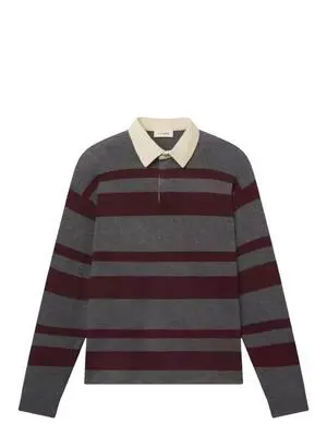 FRAME Striped Polo-collar Sweater - Grey