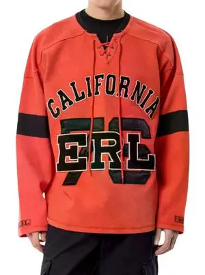 ERL ERL Lace-Up Logo-Embroidered Sweater