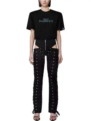 SRVC STUDIO Graphic-print Padded-shoulder T-shirt - Black