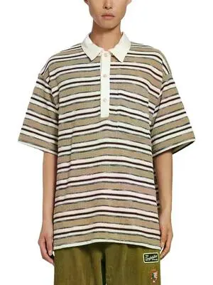 SONG FOR THE MUTE Gym Striped Polo Shirt - Brown