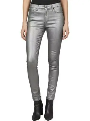 Saint Laurent Metallic Skinny Jeans - Silver