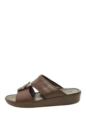 Prada Leather Buckle Detail Sandals - Brown