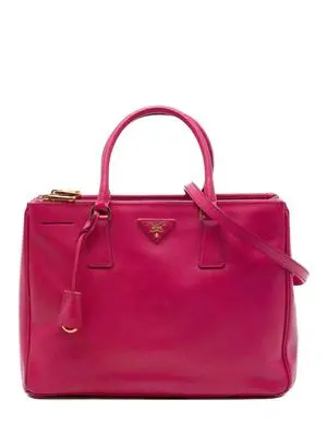 Prada Saffiano Lux Galleria Double Zip Tote Satchel - Pink