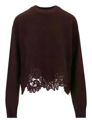 Zimmermann Valiant Lace-trimmed Fine Knit Sweater - Red