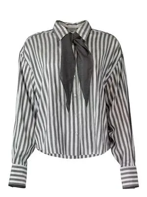 Brunello Cucinelli Striped Relaxed Fit Shirt - Grey