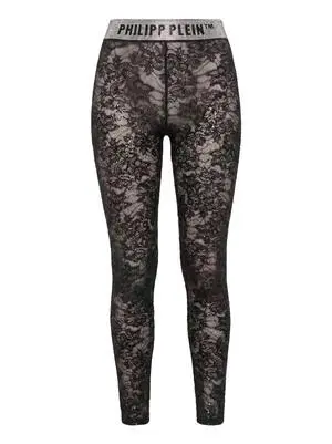 Philipp Plein Lace Legging Monogram Strass - Black
