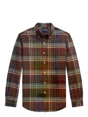 Polo Ralph Lauren Custom-fit Plaid Oxford Shirt - Brown