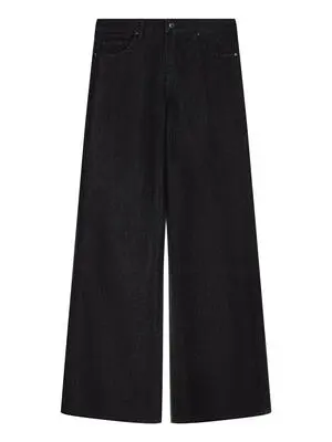 Armani Exchange Oversized Fit Denim Trousers With Metallic Yarn - Black